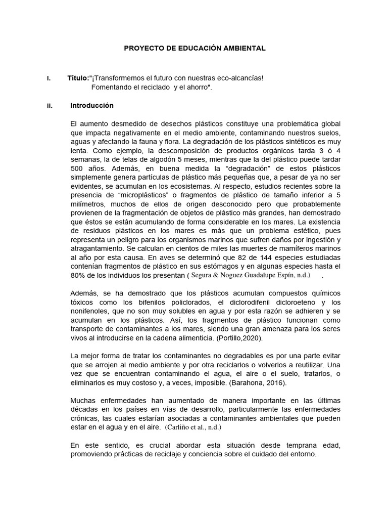 Proyecto Eco Alcancìas 2 | PDF | Residuos | Reciclaje