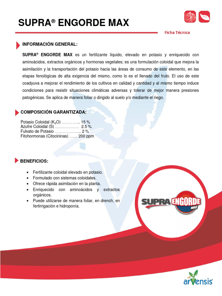 Ficha Tecnica Supra Engorde | PDF | Fertilizante | Agricultura