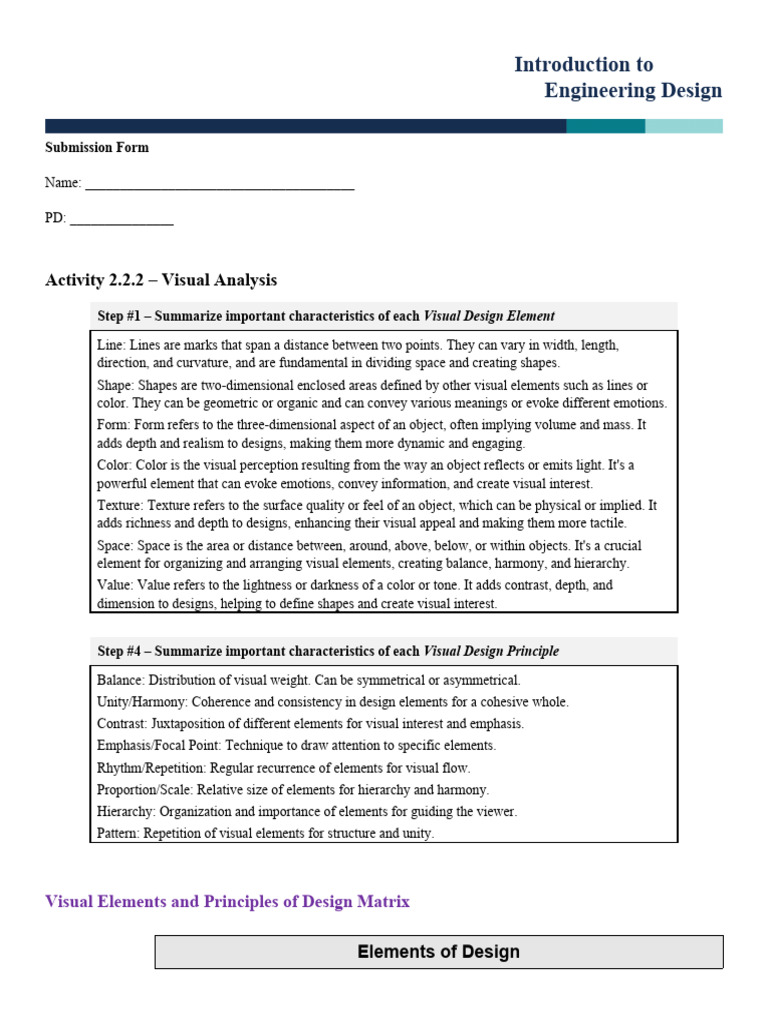 IED Submission Form Activity 2.2.2 - Visual Analysis | PDF | Shape ...