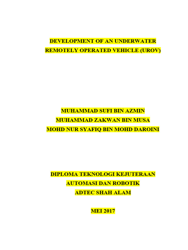 Prototip Spana Boleh Laras UROV | PDF | Teknologi & Rekayasa