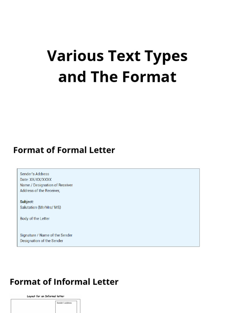 Various Text Types and The Format | PDF | Language Arts & Discipline