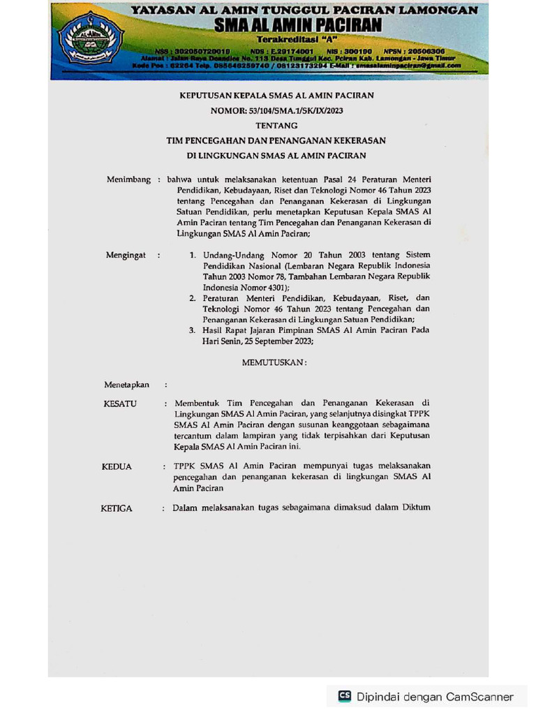 SK Tim TPPK Sma | PDF