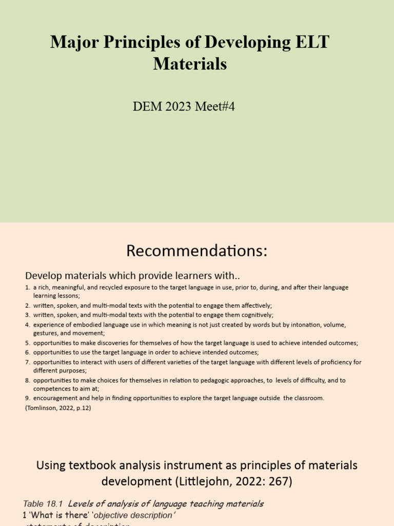 Principles for Effective ELT Materials | PDF | Second Language | Learning