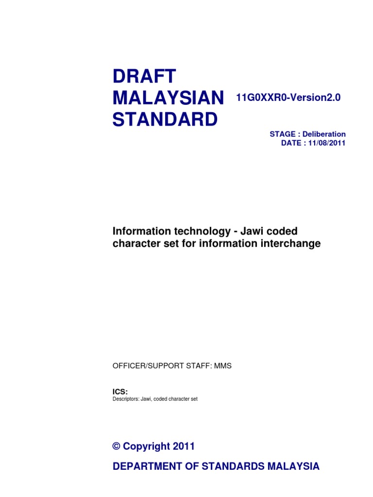 Initial Draft - Jawi Coded Character Set For Information Interchange ...