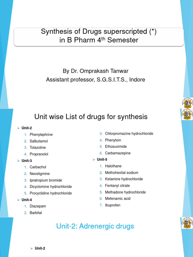 Synthesis of Drugs in B Pharm-4th Sem | PDF | Nonsteroidal Anti ...