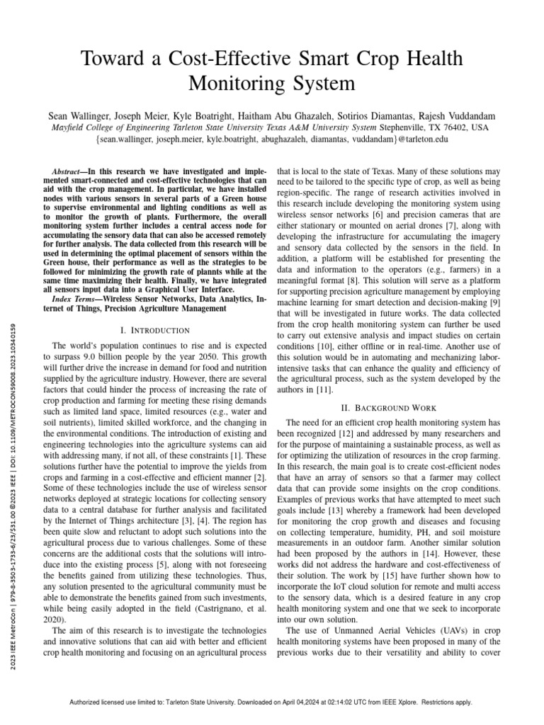 Cost-Effective Smart Crop Monitoring System | PDF | Internet Of Things ...