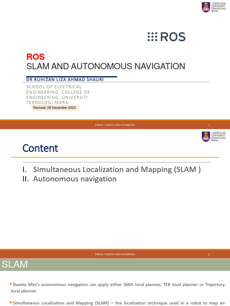 4d. ROS SLAM and autonomous | PDF | Robot | Robotics