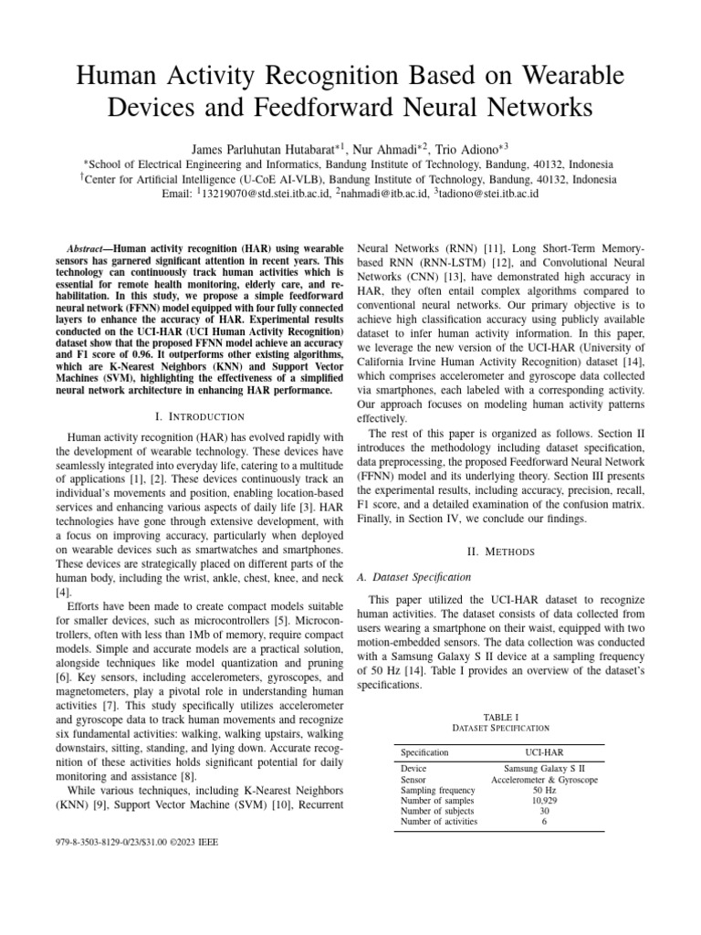 Human Activity Recognition Based On Wearable Devices and Feedforward Neural Networks | PDF ...