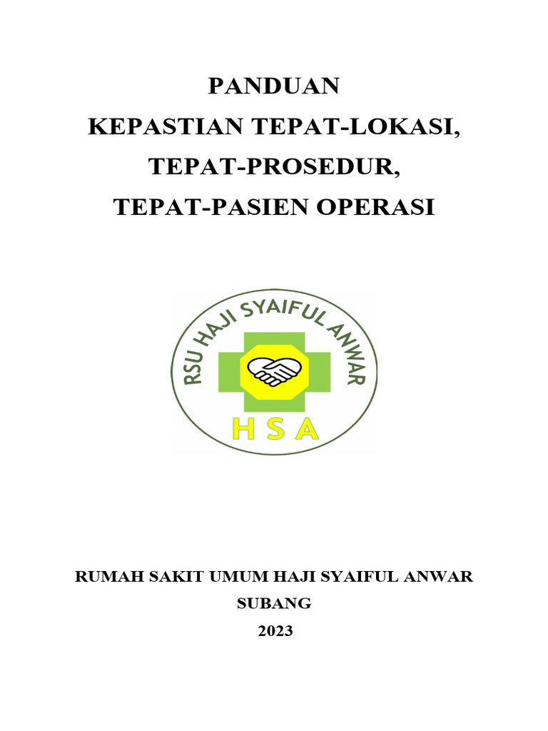 Panduan Operasi Aman RS Haji Syaiful Anwar | PDF