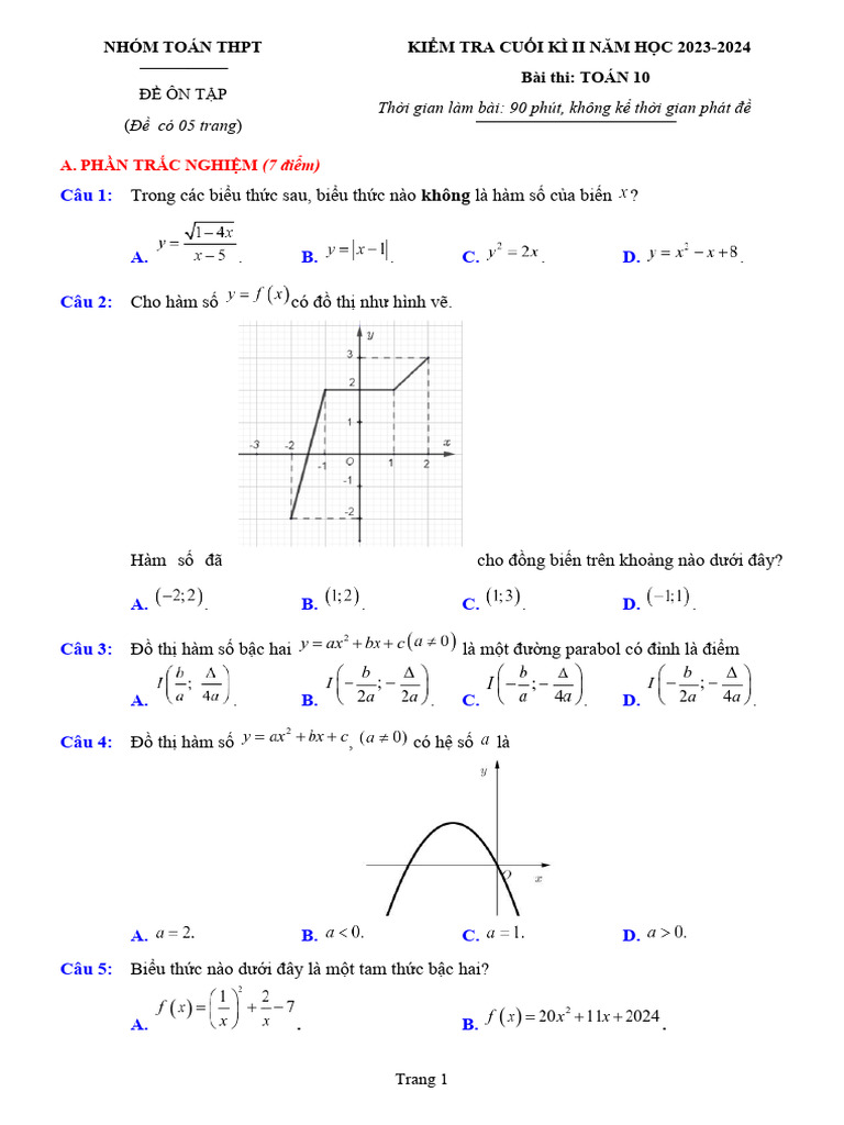 De Thi Hk2 Toan 10 CTST de 6 | PDF