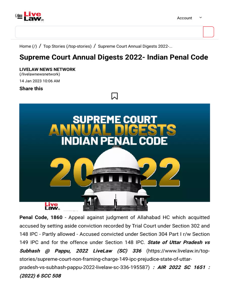 SC Ipc 2022 | Download Free PDF | Mens Rea | Acquittal