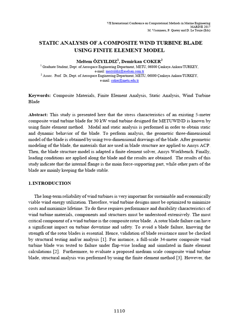 21 Marine-2017-92 - STATIC ANALYSIS OF A COMPOSITE | PDF | Stress (Mechanics) | Wind Turbine