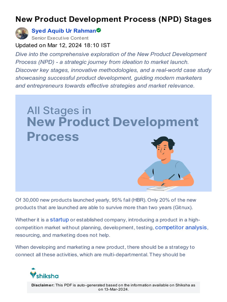 NPD New Product Dev (Shiksha) | PDF | New Product Development | Design ...
