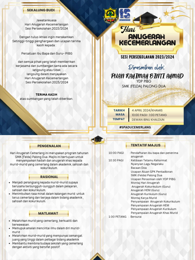 Buku Program Hari Anugerah Kecemerlangan 2023 | PDF
