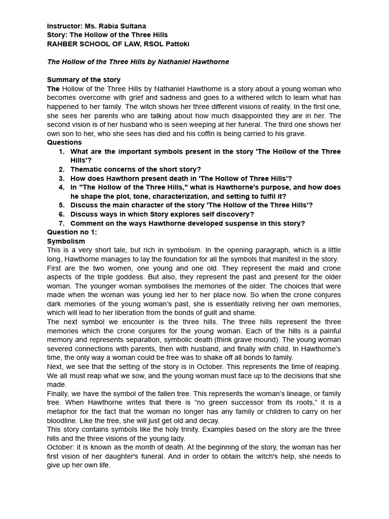 The Hollow of Three Hills Notes | PDF | Philosophy