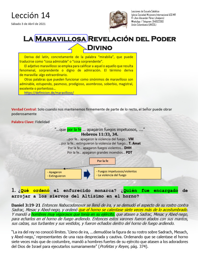 Bosquejo Lección 14, 3 de Abril 2021 | PDF | Daniel (figura bíblica ...