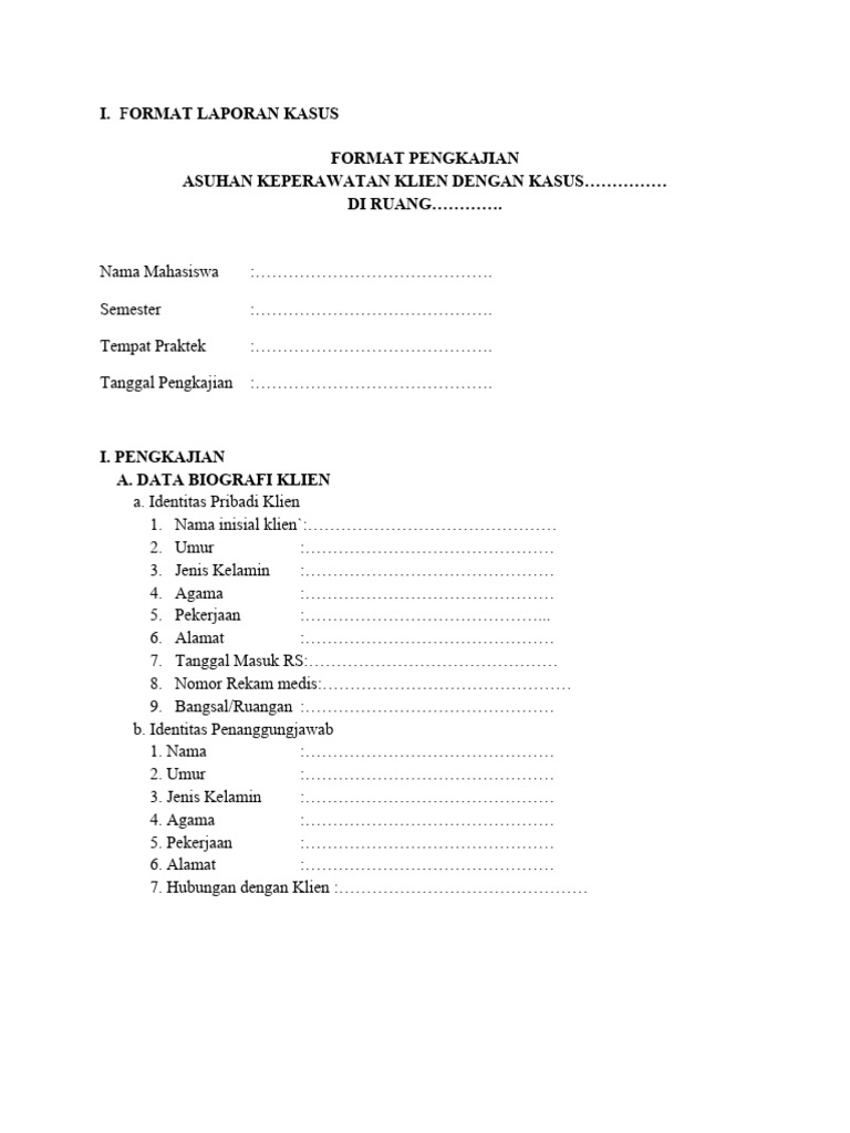 FORMAT LAPORAN KASUS Wo | PDF