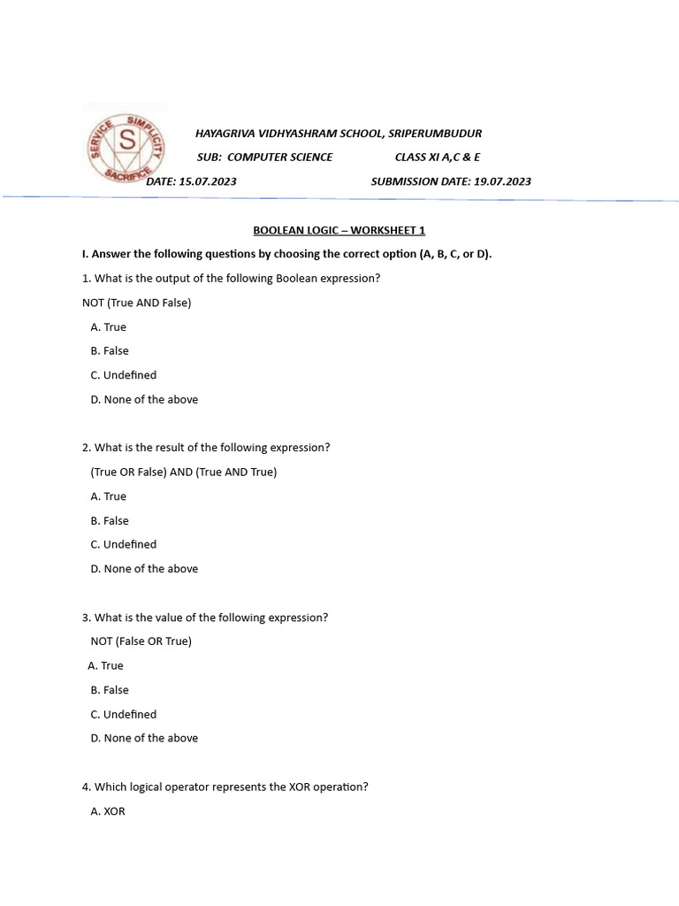 Chapter 3 - Worksheet 1 | PDF | Mathematics | Logic