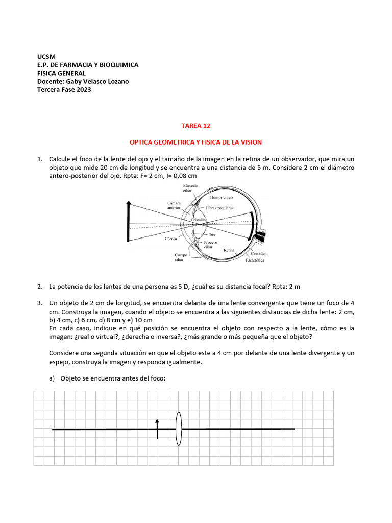 Tarea 12. Optica Geometrica y Fisica de La Vision | PDF | Óptica | Resolución angular