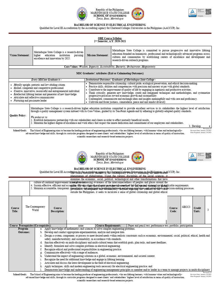 Syllabus EE | PDF | Engineering | Science