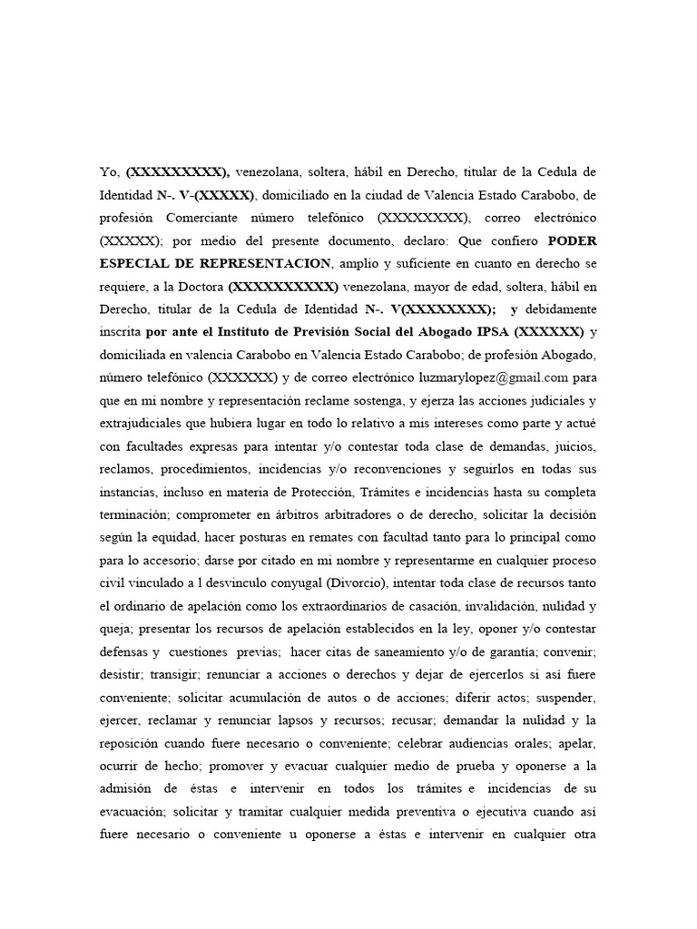 MODELO. Poder Especial | PDF | Ley Pública | Justicia