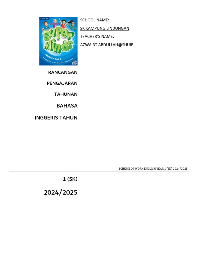 Sow English Year 1 (SK) 2024 | PDF | English Language | Word