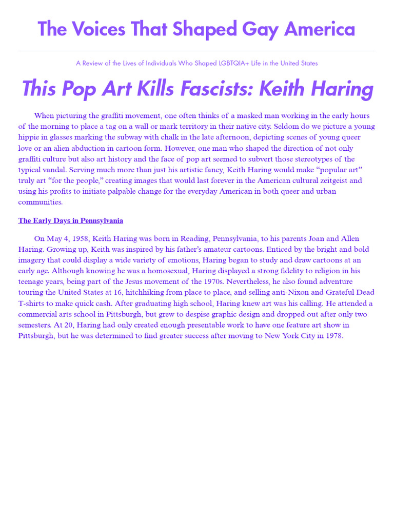 Keith Haring: Icon of LGBTQIA+ Art | PDF | Graffiti | Paintings