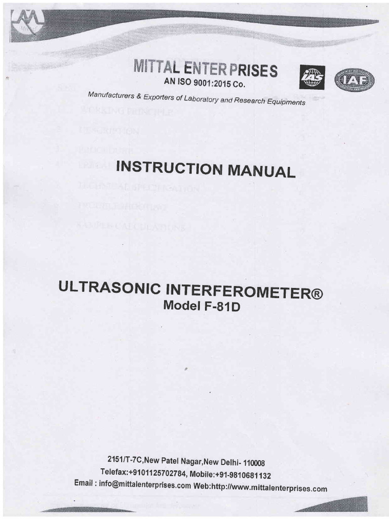 Ultrasonic Interferometer | PDF | Ultrasound | Wavelength