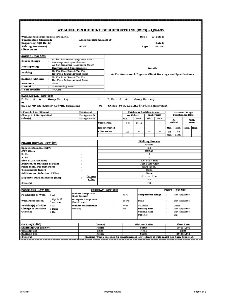 Welding Procedure Specs Guide | PDF | Welding | Construction