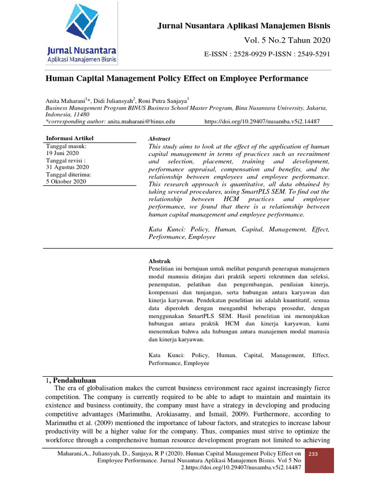 Jurnal Manajemen Organisasi | PDF | Human Resource Management | Employment