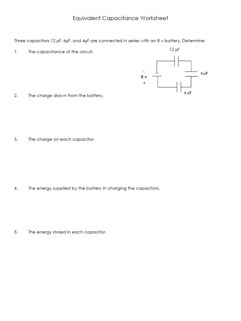 Equivalent Capacitance Worksheet | PDF | Science & Mathematics