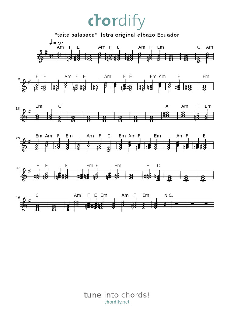 Chordify - Taita Salasaca Letra Original Albazo Ecuador | PDF