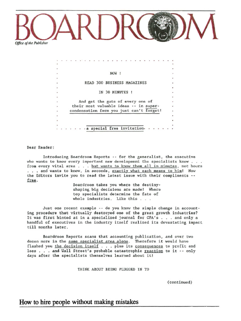 “Read 300 Business Magazines In 30 Minutes” Sales Letter by Eugene ...