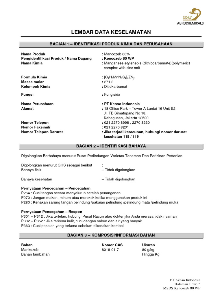 MSDS Kencozeb Updated | PDF