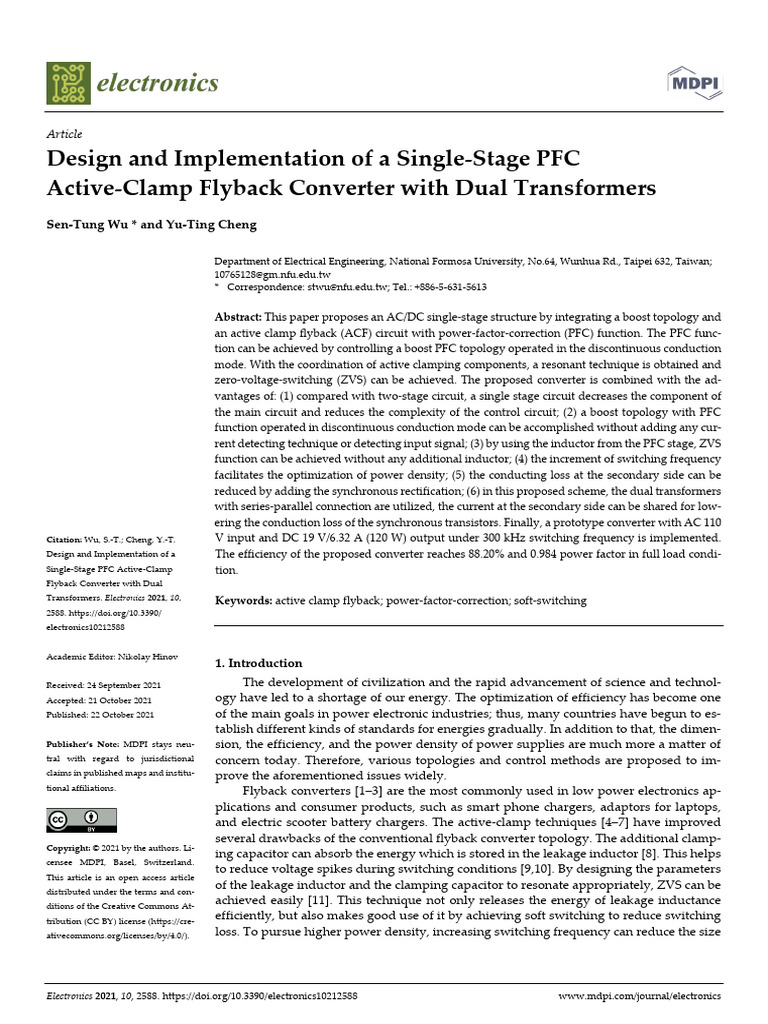 Design and Implementation of A Single-Stage PFC Ac | PDF | Rectifier | Ac Power