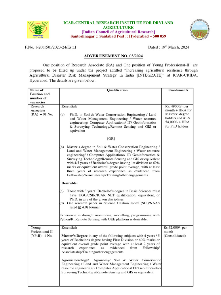 Advertisement Notice No.3 of 2024 | PDF | Doctor Of Philosophy