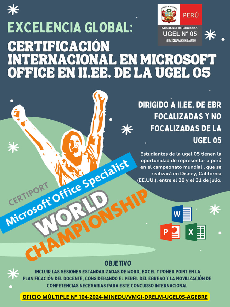 Certificación Internacional en MICROSOFT OFFICE en Instituciones Educativas Públicas o Privadas ...