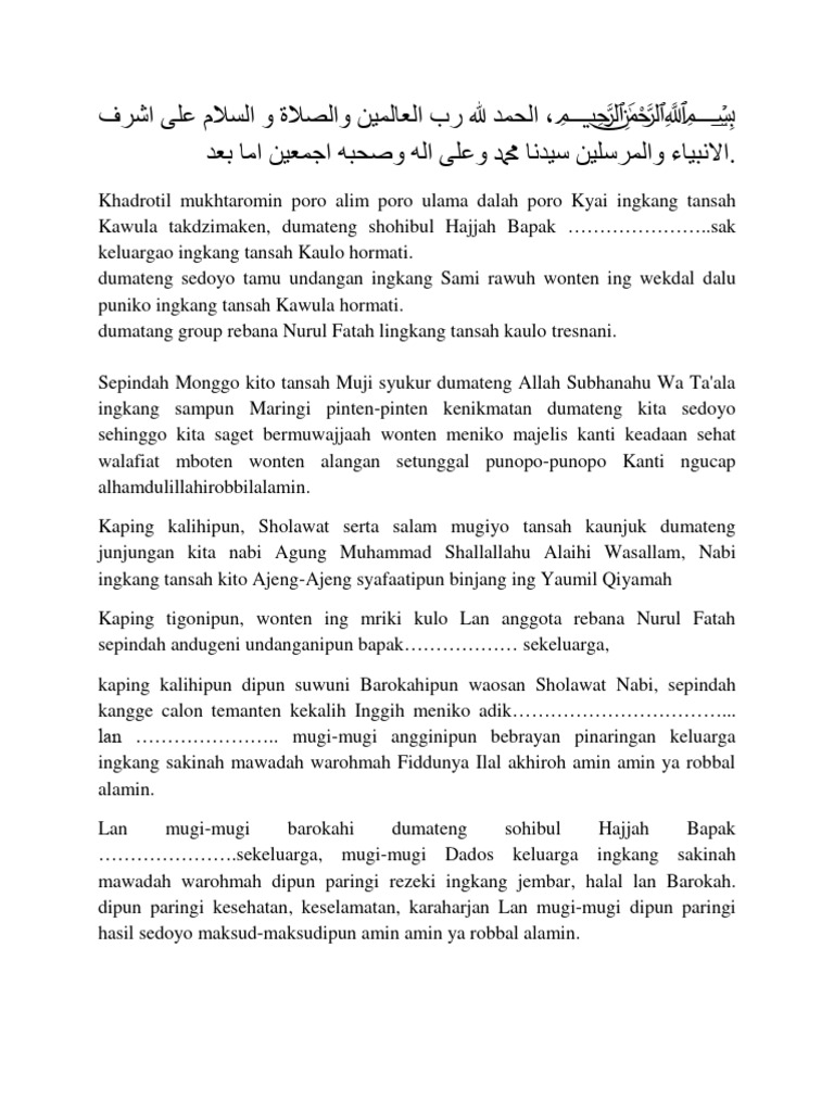 Mukadimah Sholawat Hadroh Jawa | PDF