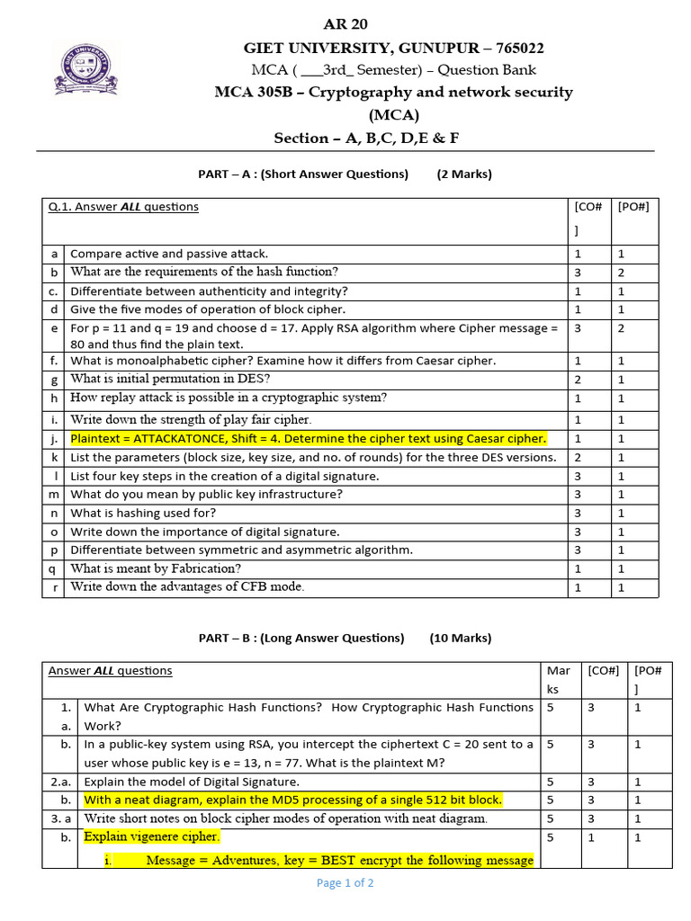 Cns Semester Paper | Download Free PDF | Cryptography | Encryption