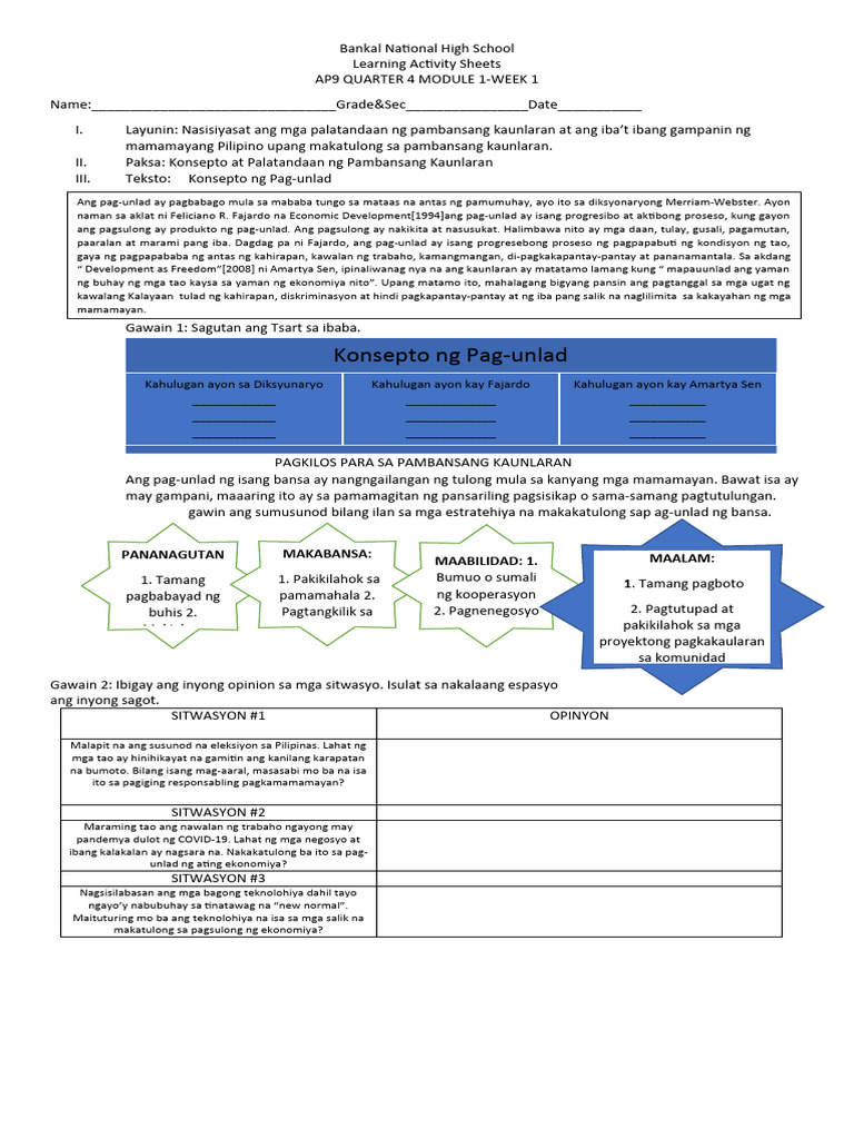 Konsepto NG Pag-Unlad: Maaaring | PDF