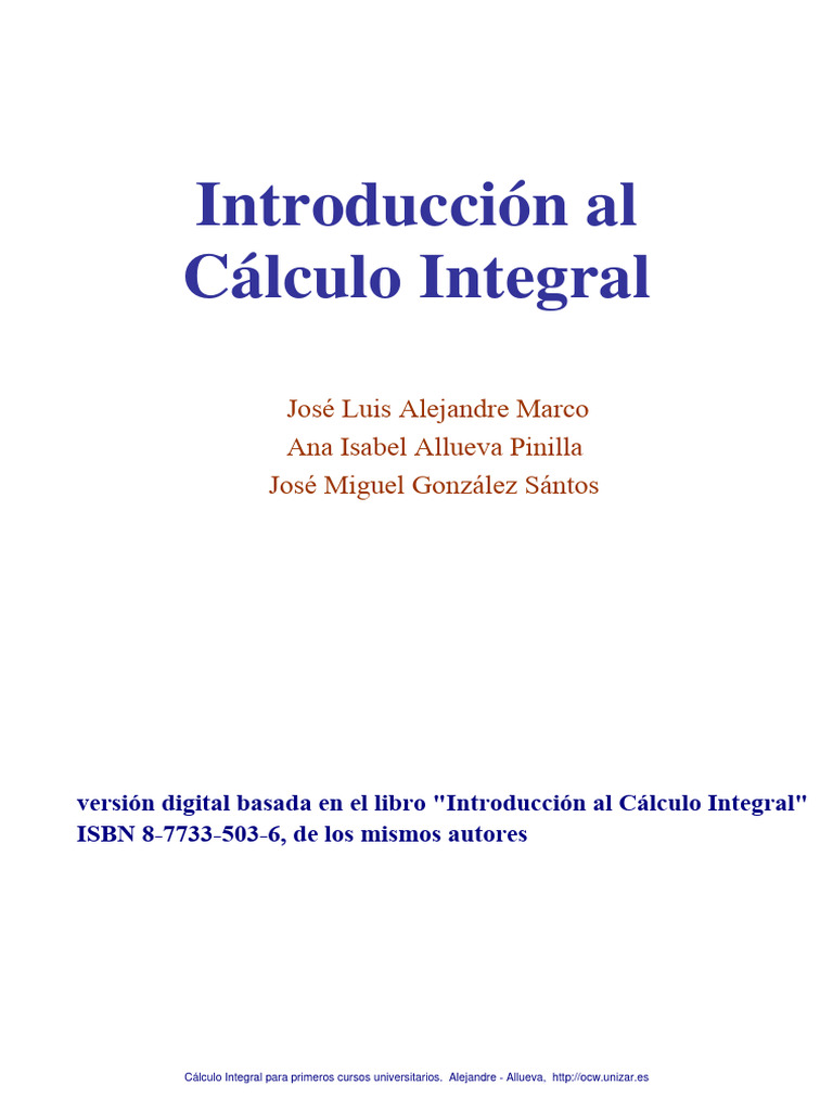 Introduccion Al Calculo Integral | PDF | Integral | Análisis matemático
