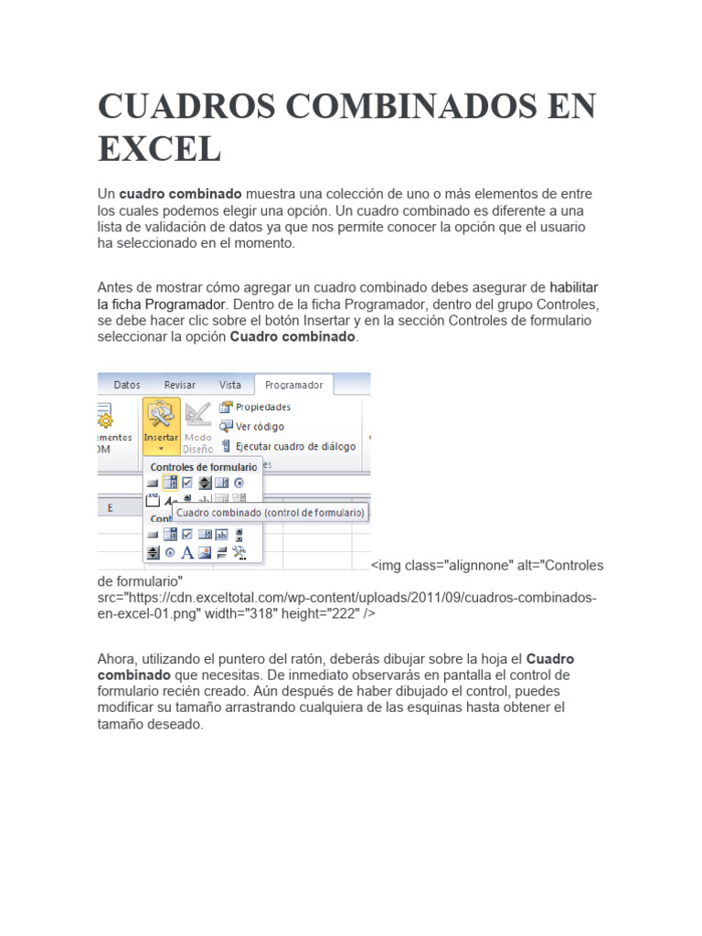 Cuadros Combinados en Excel | PDF | Microsoft Excel | Ingeniería de ...