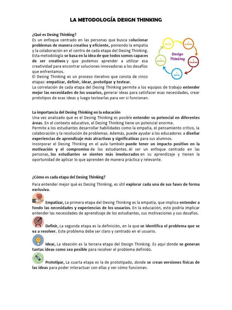 LA METODOLOGÍA DESIGN THINKING | PDF | Ciencia cognitiva | Aprendizaje