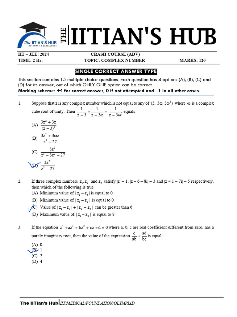 DPT (Complex Numbers) ADV | PDF | Complex Number | Mathematical Concepts