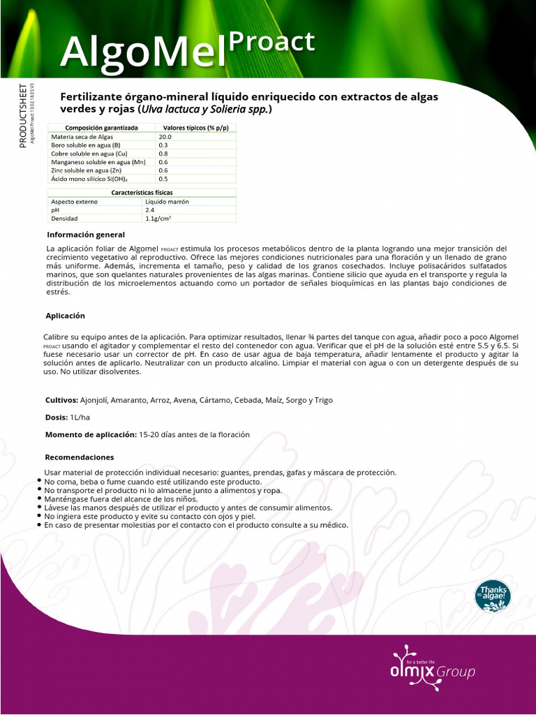 PSS AlgoMel Proact Mexico | PDF | Agua | Fertilizante