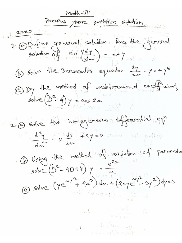 Math-2, ODE Solve 2020 by A. Alim (Ctec) | PDF