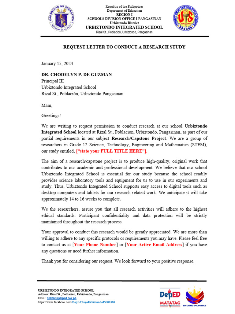 Request Letter To Conduct A Research Study | PDF | Science | Computing