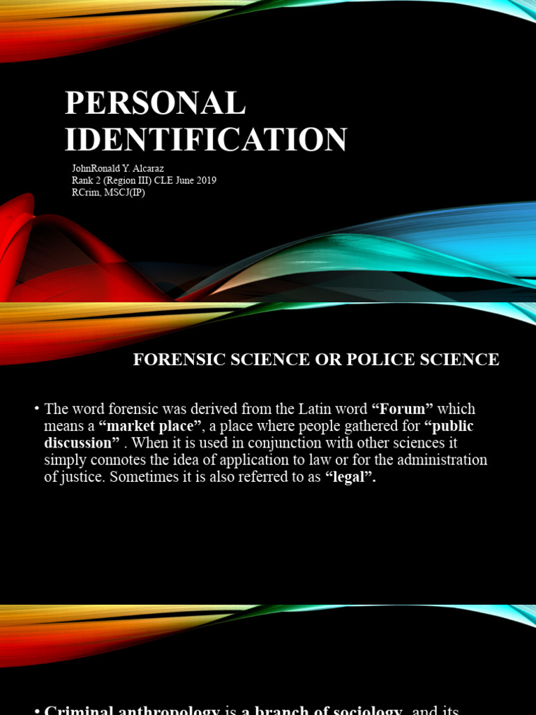 Personal Identification | PDF | Fingerprint | Skin