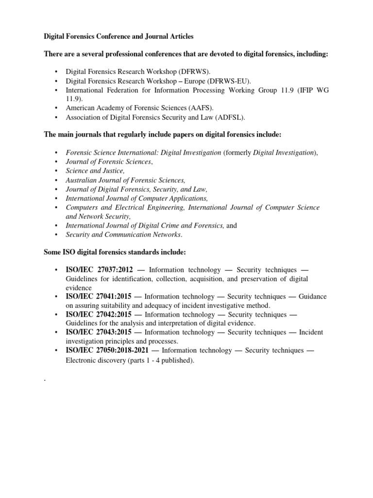 Forensics Conference and Journals | PDF | Computers