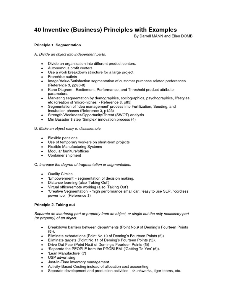 40 Inventive Principles-Business With Examples | PDF | Image Scanner ...